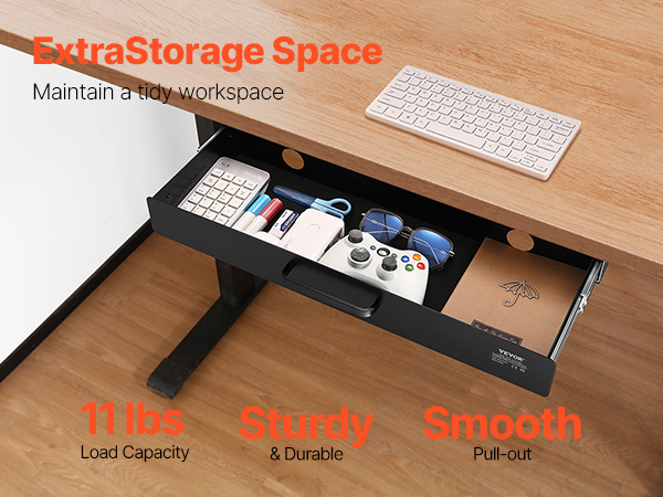 22 in Under Desk Drawer Organizer Slide-out Drawer Space Saver for Home ...