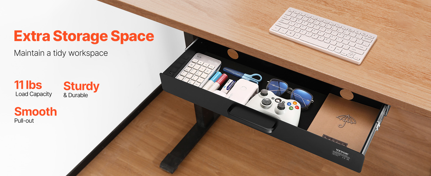 22 in Under Desk Drawer Organizer Slide-out Drawer Space Saver for Home ...