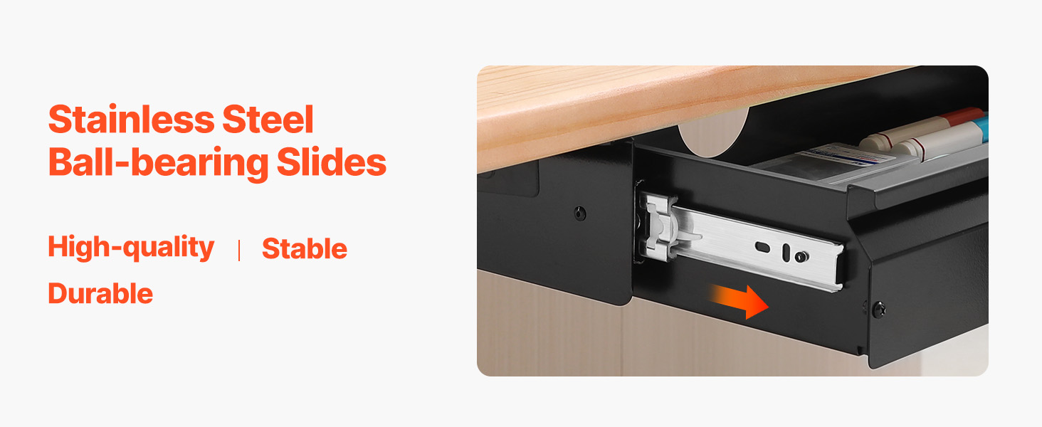VEVOR 68 cm Under Desk Drawer Organizer Slide-out Drawer Space Saver ...