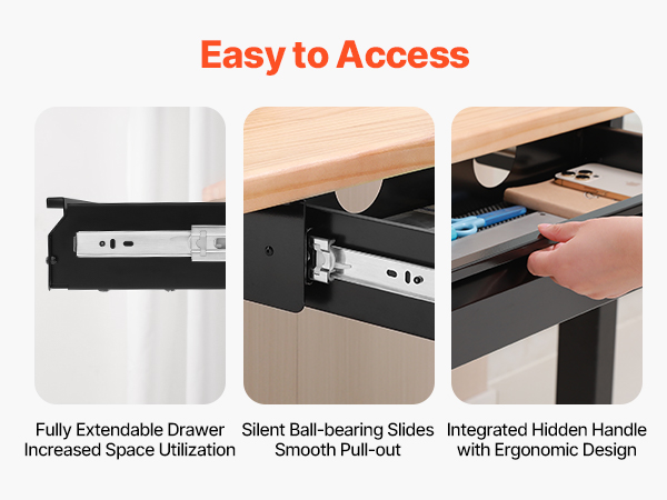 VEVOR 68 cm Under Desk Drawer Organizer Slide-out Drawer Space Saver ...