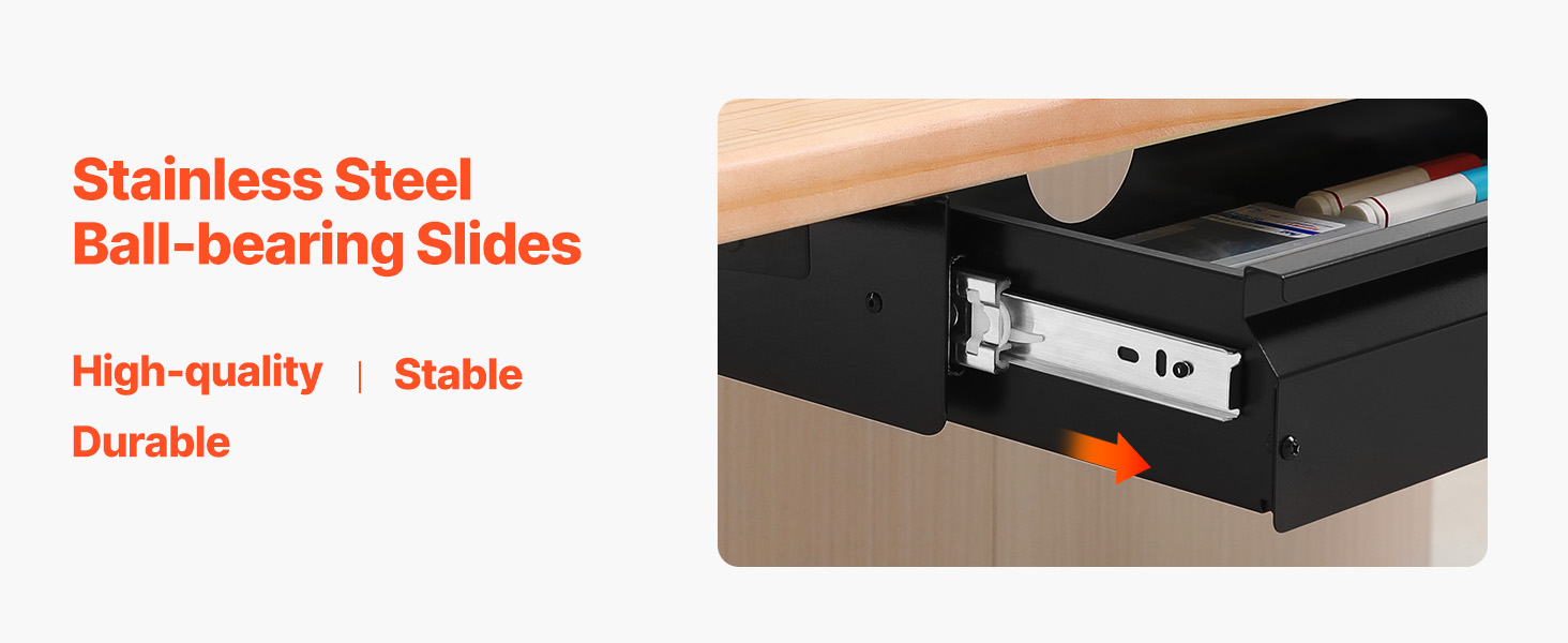 VEVOR 33" Under Desk Drawer Organizer Slide-out Drawer Space Saver Home ...