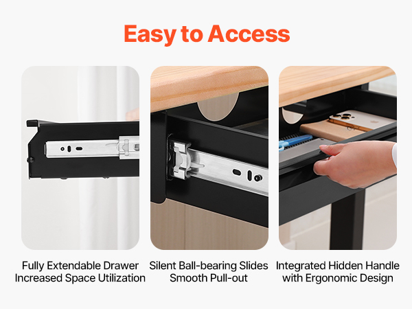 VEVOR 33" Under Desk Drawer Organizer Slide-out Drawer Space Saver Home ...