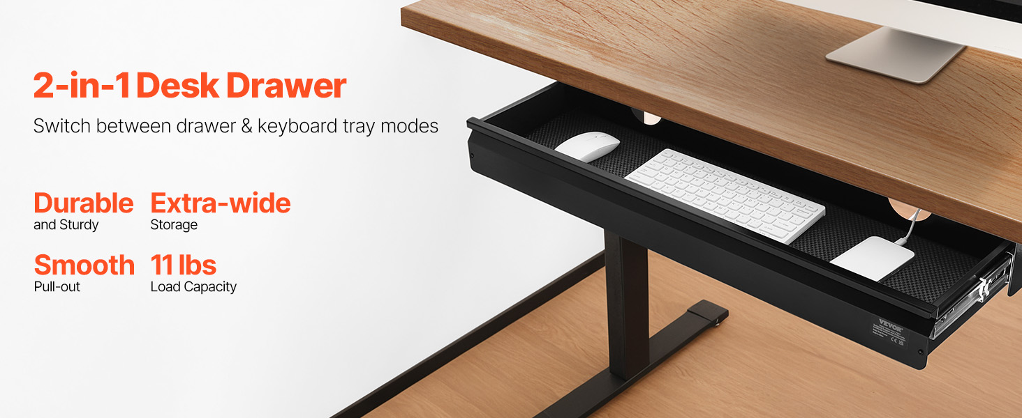 VEVOR 33" Under Desk Drawer Organizer Slide-out Drawer Space Saver Home ...