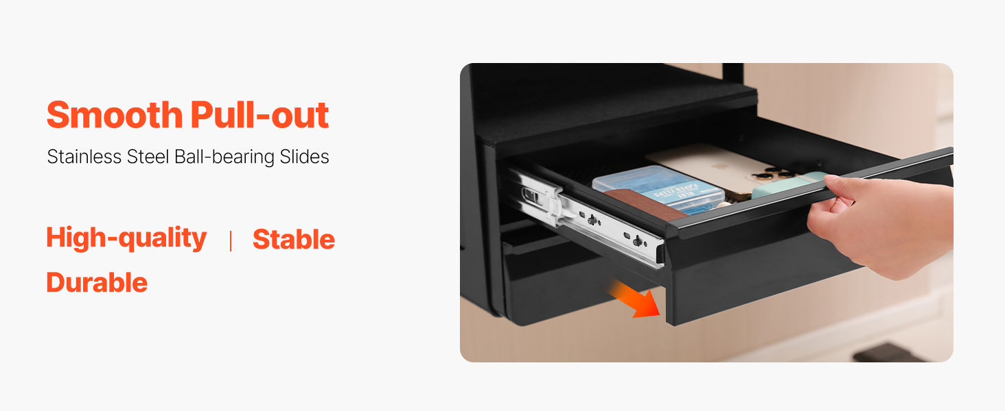 VEVOR 2 Drawer 33 cm Lockable Under Desk Drawer Organizer Slide-out ...