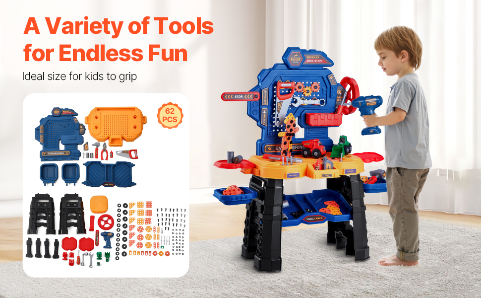 Kids Workbench 181 pcs Tool Bench with Realistic Tools and Electric ...