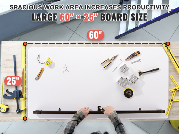 VEVOR Table Top, Holds up to 220.5 lbs, 60" x 25" x 1" Rectangular ...