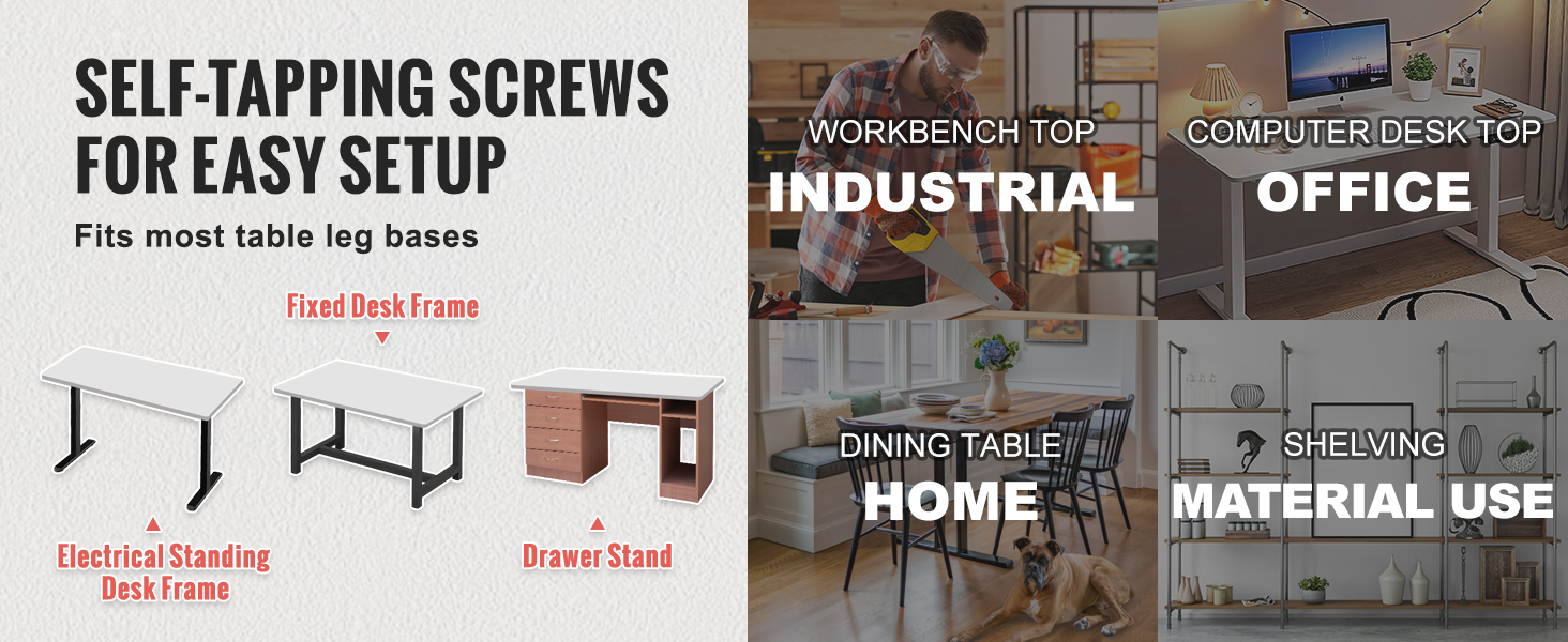 VEVOR Table Top, Holds up to 220.5 lbs, 60" x 25" x 1" Rectangular ...