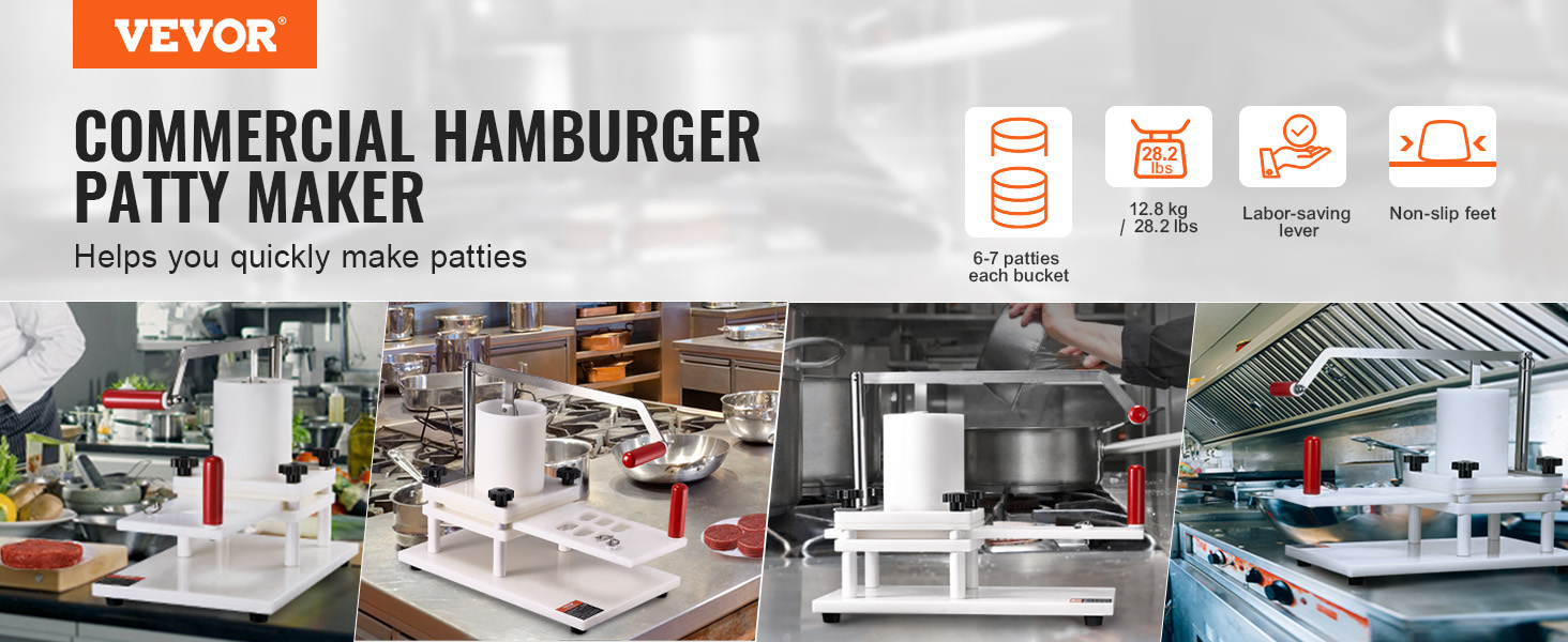 VEVOR Commercial Burger Patty Maker, 3 Convertible Mold(2/4/5-inch ...