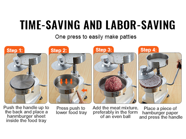 VEVOR Commercial Burger Patty Maker, Hamburger Beef Patty Maker with 3 ...