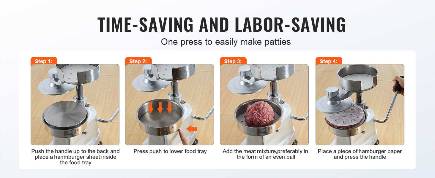 VEVOR Commercial Burger Patty Maker, Hamburger Beef Patty Maker with 3 ...