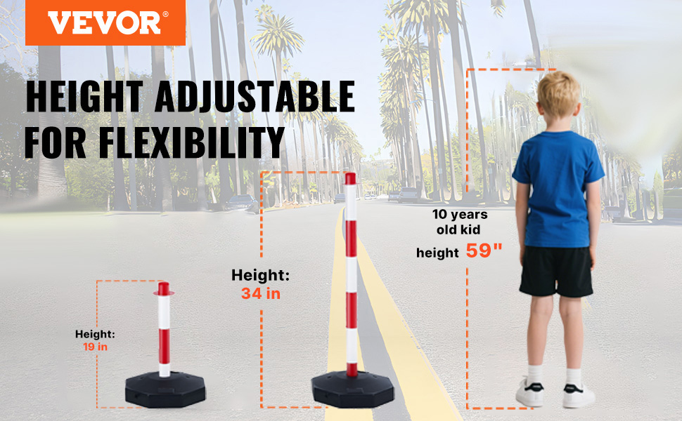 VEVOR Adjustable Traffic Delineator Post Cones, 4 Pack, Traffic Safety ...