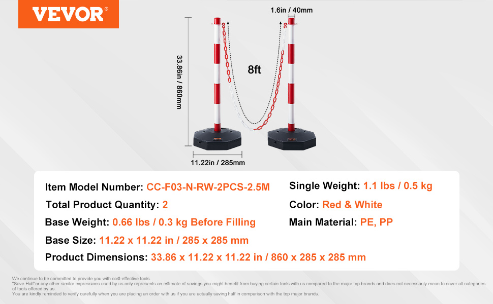 VEVOR Adjustable Traffic Delineator Post Cones, 2 Pack, Traffic Safety ...