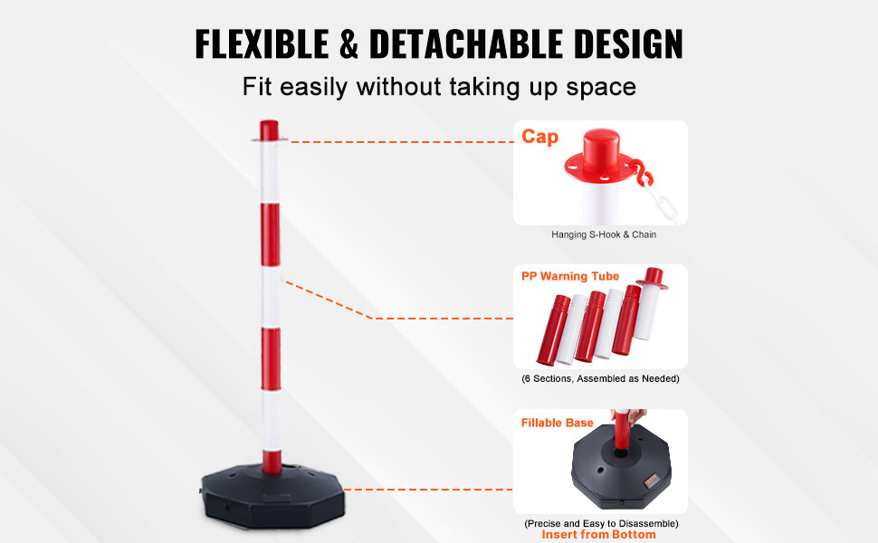 VEVOR Adjustable Traffic Delineator Post Cones, 2 Pack, Traffic Safety ...
