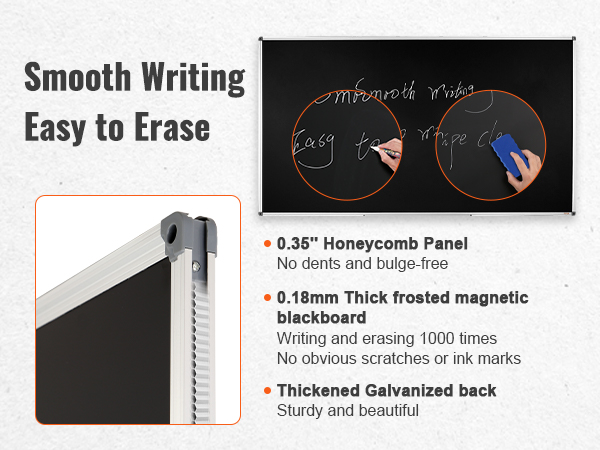VEVOR Black Board, 70 x 40 inch Large Chalkboard with Aluminum Frame ...
