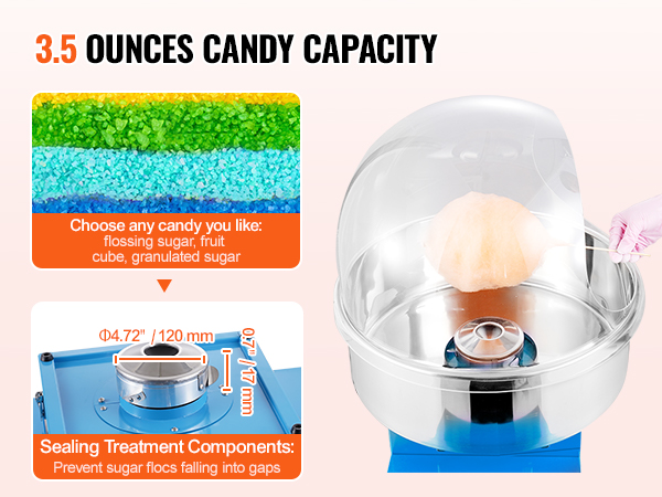 VEVOR Electric Cotton Candy Machine with Cart, 1000W Commercial Candy ...