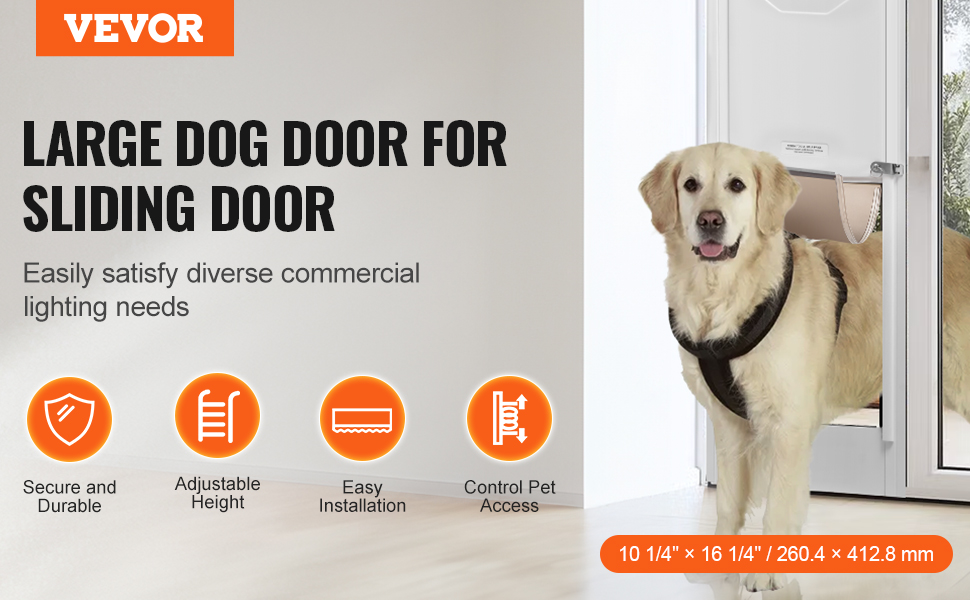VEVOR Dog Door for Sliding Glass Door 75 7/8"-80 11/16" Adjustable ...