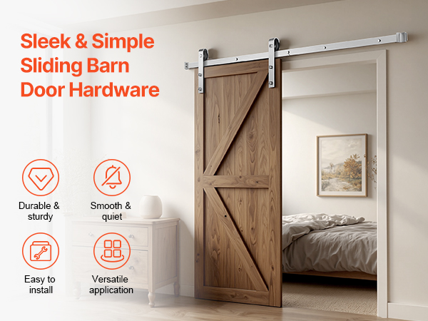 VEVOR 6.6FT Sliding Barn Door Hardware Kit for Single Sliding Barn Door ...