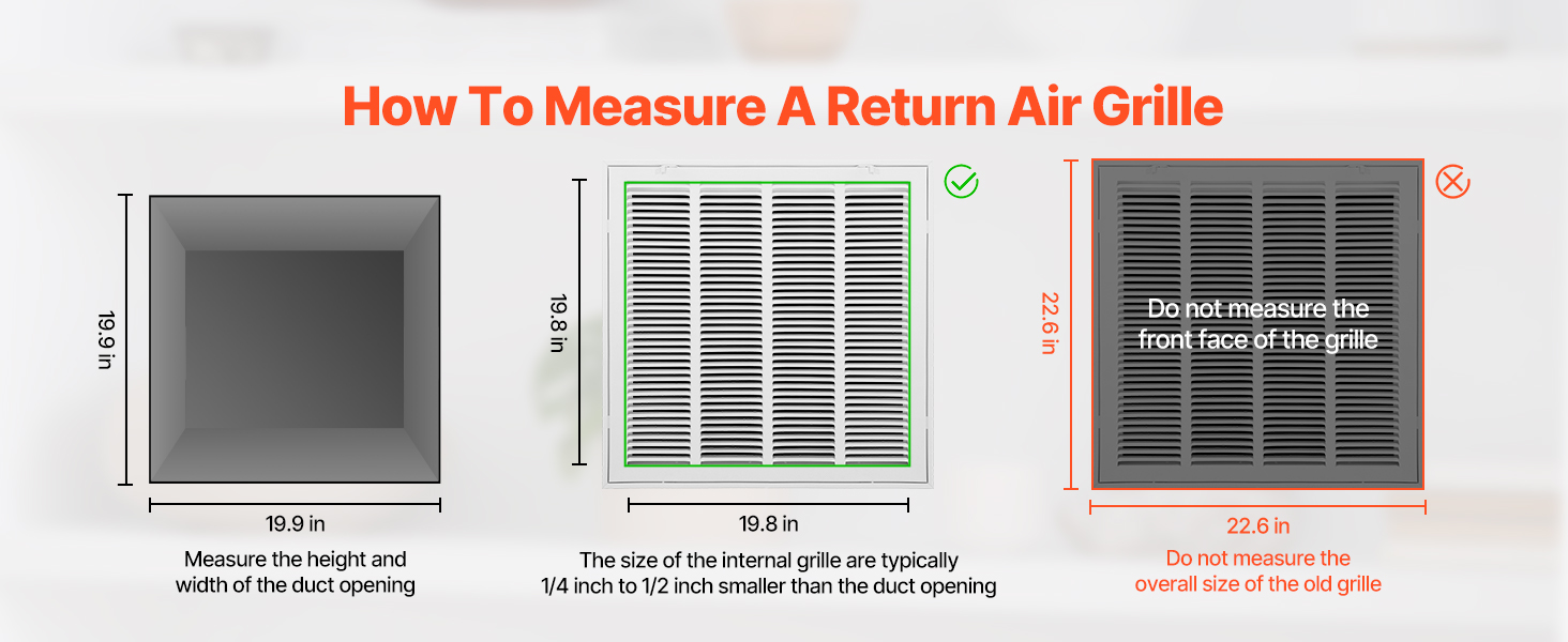 Return Air Filter Grille Fits W20 x H20 In Duct Opening Vent Cover ...