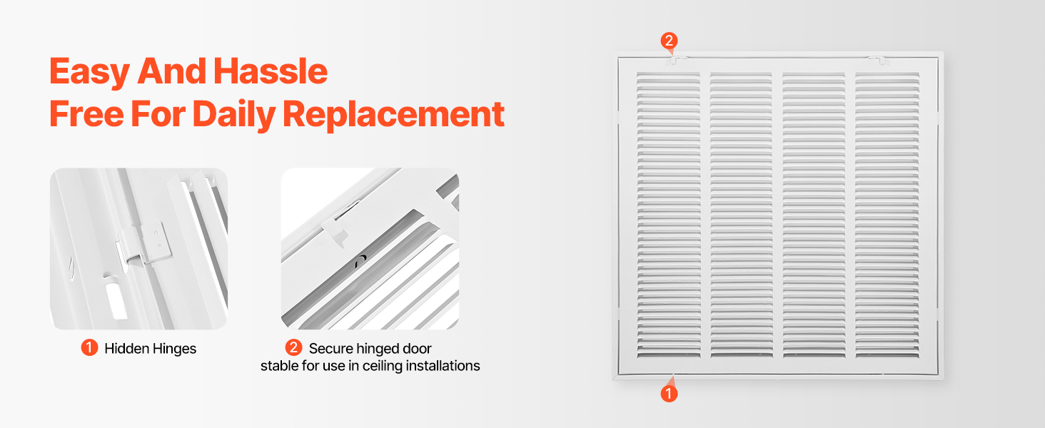 Return Air Filter Grille Fits W20 x H20 In Duct Opening Vent Cover ...