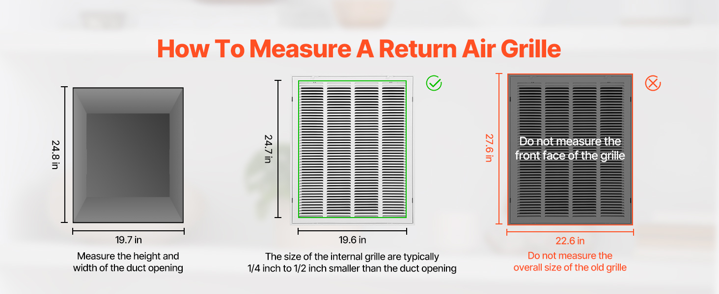 Return Air Filter Grille Fits W20 x H25 In Duct Opening Vent Cover ...