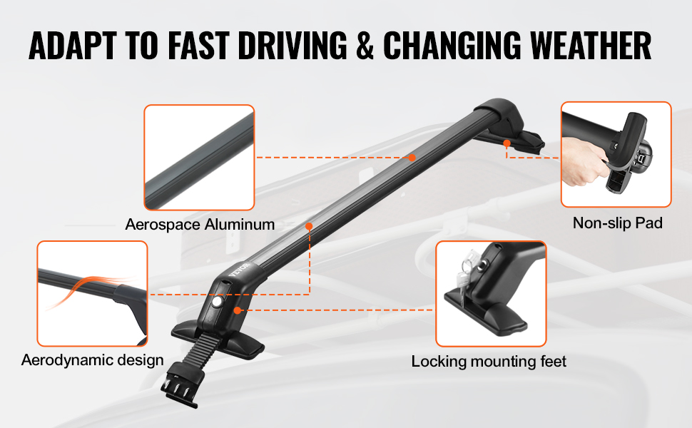 VEVOR Universal Roof Rack Crossbar for Naked Roof Vehicle Aluminum with ...