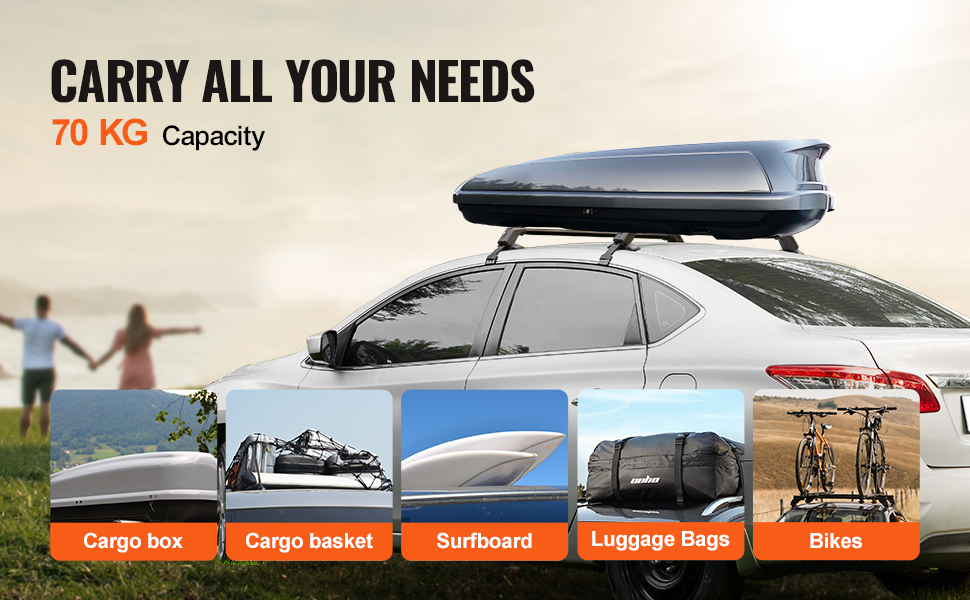 VEVOR Universal Roof Rack Crossbar for Naked Roof Vehicle Aluminum with ...