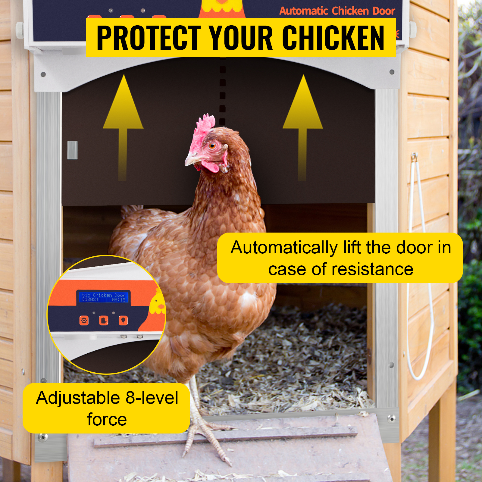 VEVOR Automatic Chicken Coop Door, Auto Open/Close, Gear Lifter ...