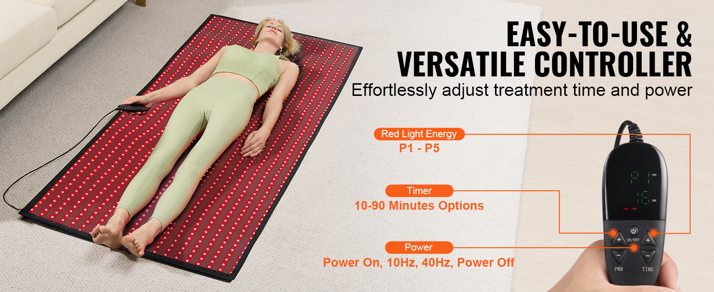 VEVOR Red Light Therapy Mat for Full Body, 1280PCS 3-Chip LED Light ...