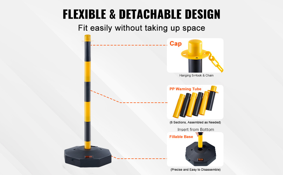 VEVOR Adjustable Traffic Delineator Post Cones, 2 Pack, Traffic Safety ...
