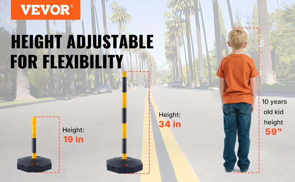 VEVOR Adjustable Traffic Delineator Post Cones, 4 Pack, Traffic Safety ...