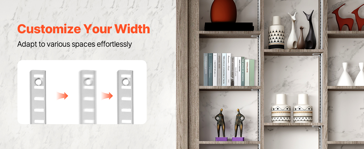 VEVOR Shelf Track 72.3-inch 20 Pack Adjustable Steel Wall Mounted Shelf ...