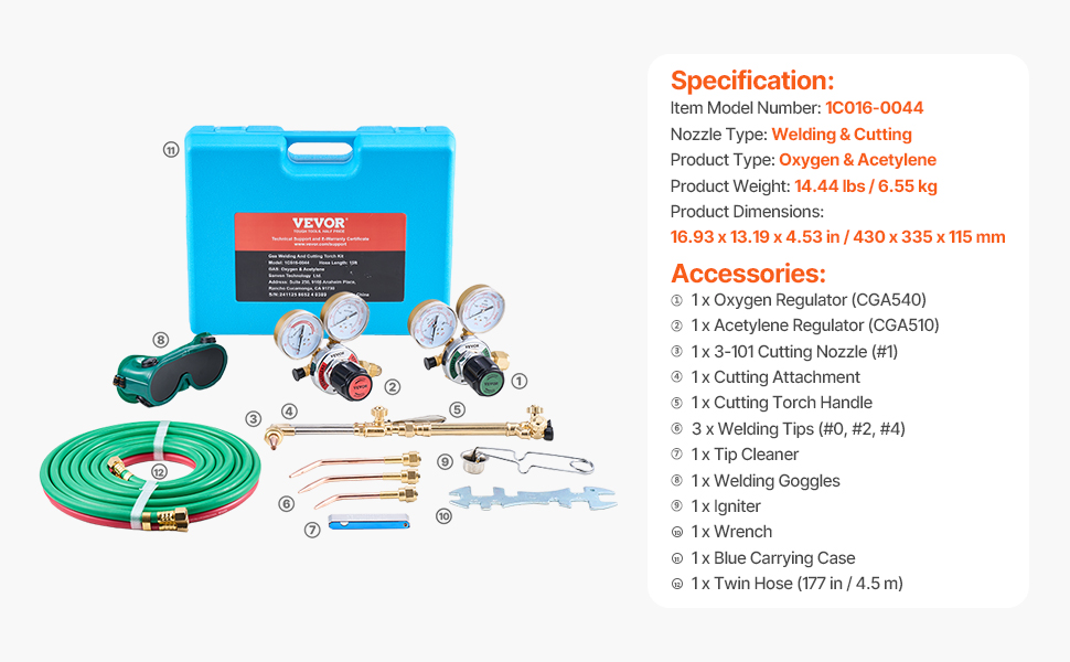 Oxygen Acetylene Torch Kit 14PCS Gas Welding Cutting Set & Portable ...