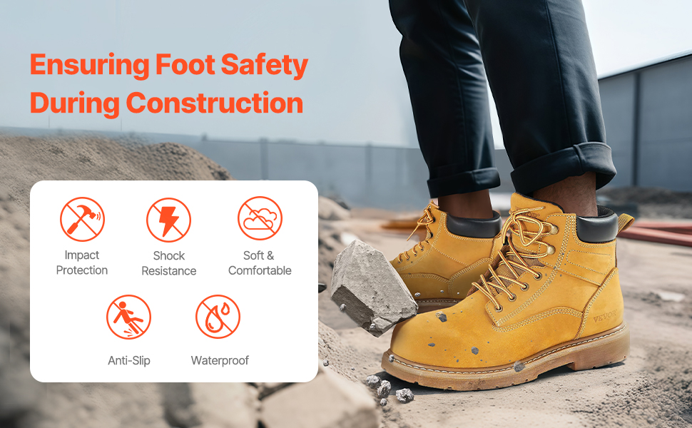 Steel Toe Work Boots US Size 13 Waterproof for Men Slip-Resistant ...