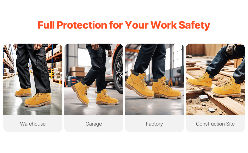Steel Toe Work Boots US Size 13 Waterproof for Men Slip-Resistant ...