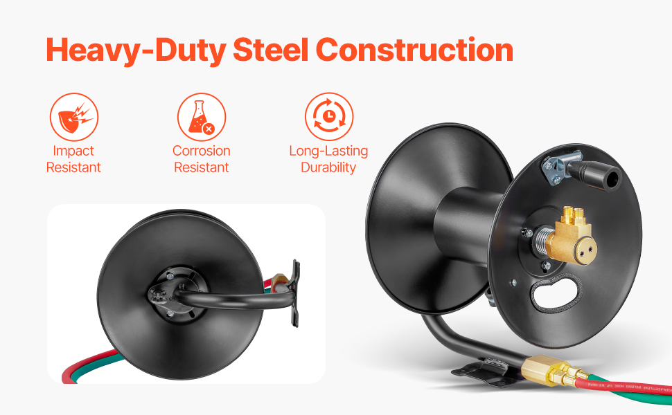 Welding Hose Reel Hand Crank Rewind Hose Reel Heavy Duty Steel for ...