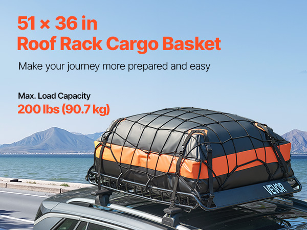 Universal Roof Rack Cargo Carrier Basket 51x36x4.1 in Car Top Luggage ...