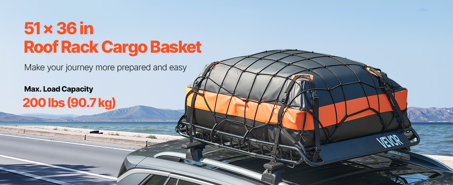 Universal Roof Rack Cargo Carrier Basket 51x36x4.1 in Car Top Luggage ...