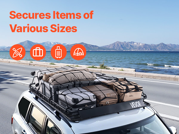 VEVOR Roof Rack Cargo Carrier Basket 64 x 50 x 4.1 in Car Top Luggage ...
