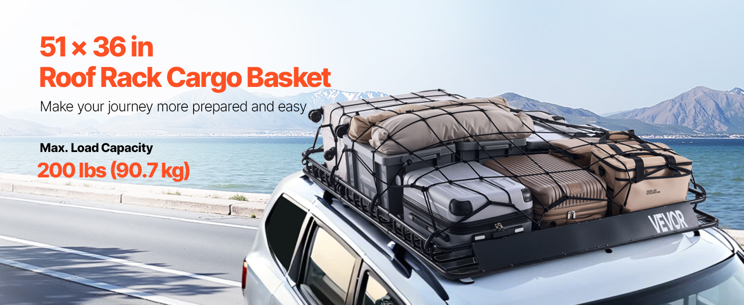 Universal Roof Rack Cargo Carrier Basket 64x50x4.1 in Car Top Luggage ...