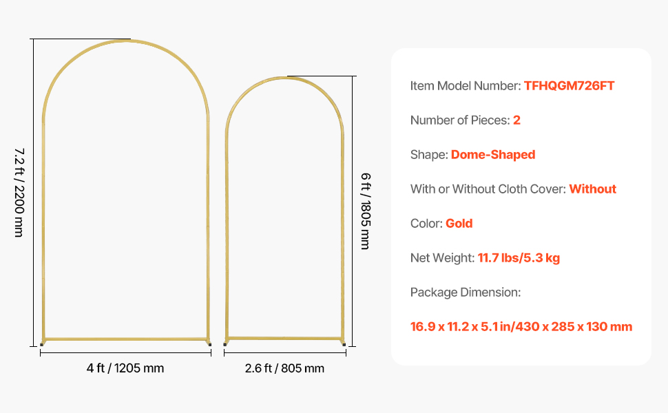 VEVOR Metal Arch Backdrop Stand Set of 2 Stand with Case Connection for ...