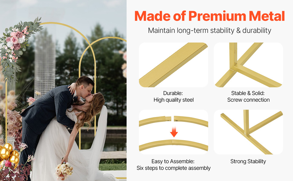 VEVOR Metal Arch Backdrop Stand Set of 2 Stand with Case Connection for ...