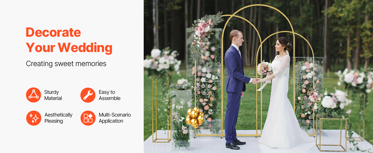 VEVOR Metal Arch Backdrop Stand Set of 3 Stand with Case Connection for ...