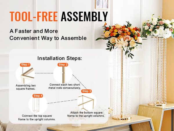 VEVOR 2PCS 31.5inch High Wedding Flower Stand, Metal Vase Column ...
