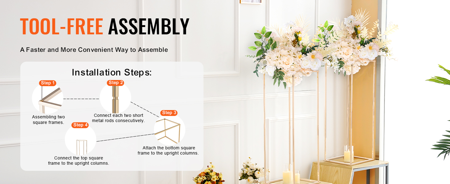 VEVOR 2PCS 31.5inch High Wedding Flower Stand, Metal Vase Column ...