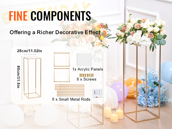 VEVOR 10PCS 31.5inch High Wedding Flower Stand, With Acrylic Laminate ...