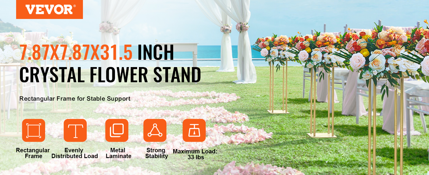 VEVOR 4PCS Gold Metal Column Wedding Flower Stand, 31.5inch High With ...