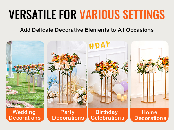 VEVOR 4PCS Gold Metal Column Wedding Flower Stand, 31.5inch High With ...