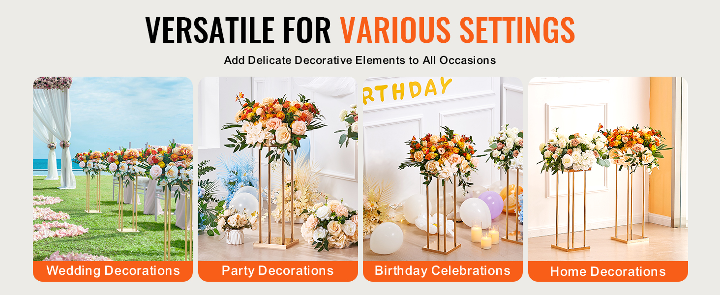 VEVOR 4PCS Gold Metal Column Wedding Flower Stand, 31.5inch High With ...