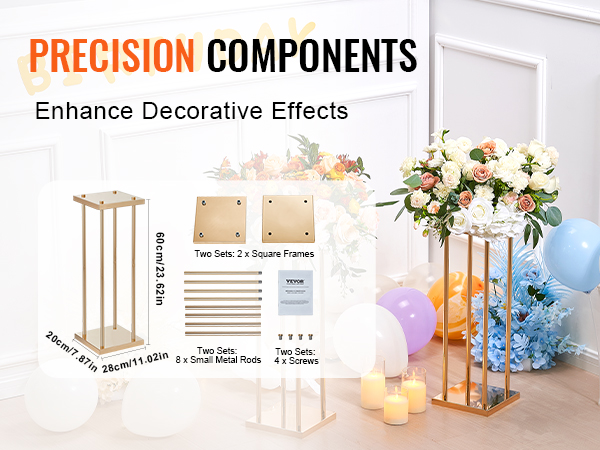 VEVOR 4PCS Gold Metal Column Wedding Flower Stand, 23.6inch High With ...