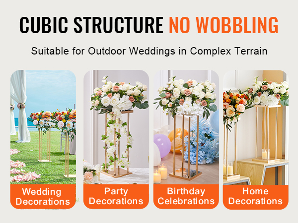 VEVOR 4PCS Gold Metal Column Wedding Flower Stand, 23.6inch High With ...